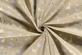 Katoen stof - dieren - beige - 19725-053 - De Stoffenkraam > Bestel uw stoffen online.