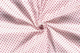katoen stof - kleine hartjes rood met ondergrond wit - 1264-050 - De ...