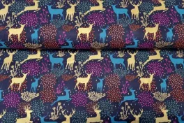 Kerst katoen stof - kerstrendieren - donkerblauw - 18715-008 - De ...