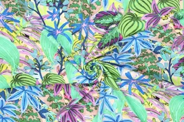 Tricot stof - bloemen bladeren - groen multi - 20849-307 - De ...