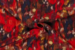 Polyester stof - satijn velvet - abstract - rood multi - 24018-018 - De ...