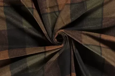 Polyester stof - heavy knit - geruit - olijfgroen - 20231-027 - De ...