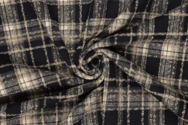 Polyester stof - ruiten - donkerblauw/beige - 20310-600 - De ...