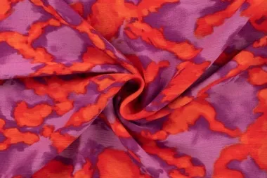 Viscose stof - crinkle - abstract - lila cyclaam - 2412-180 - De ...