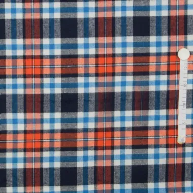 Flanel stof - ruiten - blauw oranje - 966522-23 - De Stoffenkraam ...