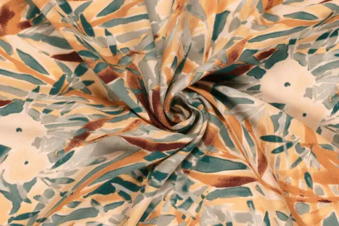 Viscose stof - stretch - crepe - waterlelies - multi - 20642-320 - De ...