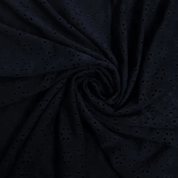 Tricot stof - broderie - donkerblauw - 16695-600 - De Stoffenkraam ...