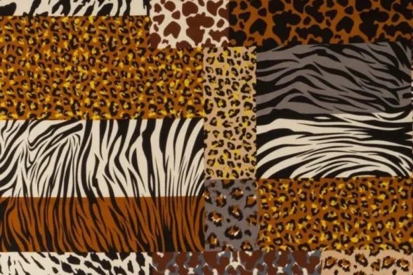 Polyester stof - scuba crepe dierenprint patch - bruin - 16622-098 - De ...