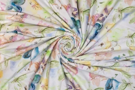 Tricot stof - bloemen - pastel - 923441-40 - De Stoffenkraam > Bestel ...