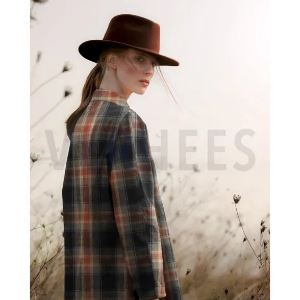 Polyester stof - brushed geruit - zwart/grijs/terra - 21/4259-001 - De ...