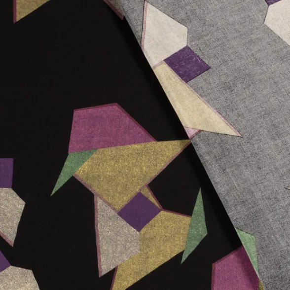 Viscose stof - abstract - zwart/carbon - 20162-047 - De Stoffenkraam ...