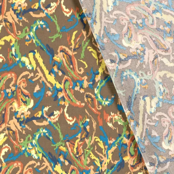 Viscose stof - abstract - kaki groen - 20156-027 - De Stoffenkraam ...