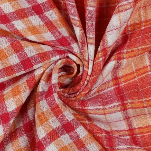 Katoen stof - hydrofiel ruiten 2-zijdig - oranje multi - 22/4631-002 ...