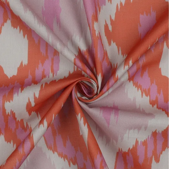 Voile stof - katoen - fantasie - roze oranje - 22/4685-001 - De ...