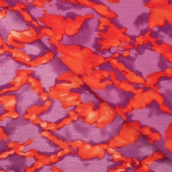 Viscose stof - crinkle - abstract - lila cyclaam - 2412-180 - De ...