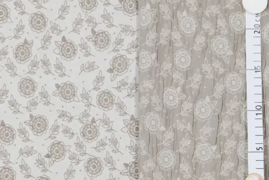 Polyester stof - jacquard double face - beige off white - 333000-1 - De ...