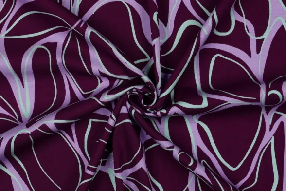 Viscose stof - rosella stretch - bloemen - paars - 4192-001 - De ...