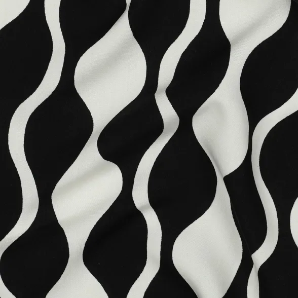 Viscose stof - Ecovero - abstract - zwart gebroken wit - 4250-001 - De ...