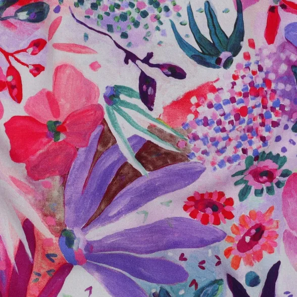 Viscose stof - Lenzing ecovero - digitaal bloemen - roze multi - 4055 ...