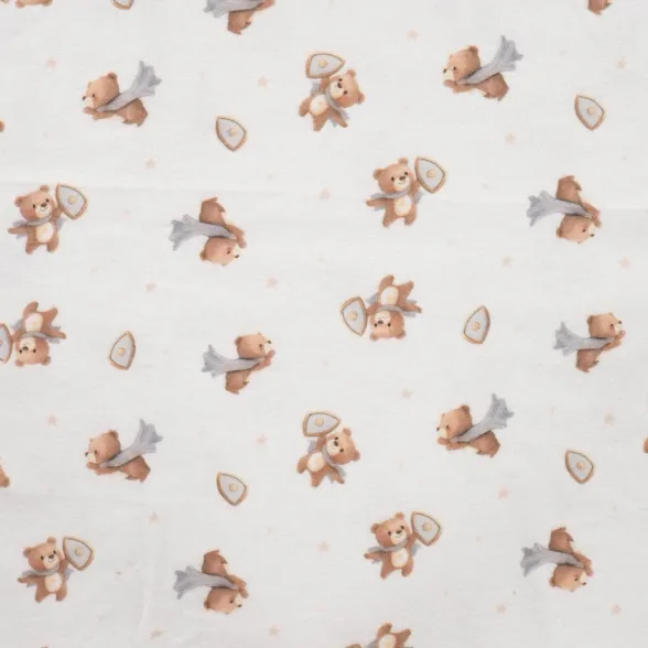 Flanel stof - digitaal teddybeer - gebroken wit - 48081-510 - De ...