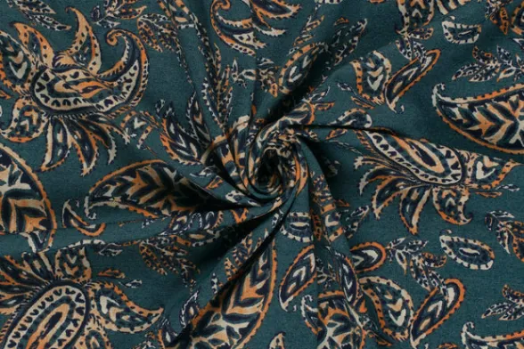 Tricot stof - punta di roma - paisley - donkergroen - 24052-128 - De Stoffenkraam > Bestel uw ...