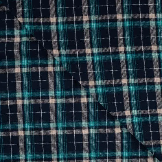 Flanel stof - yarn dyed check - petrol - 48107-942 - De Stoffenkraam ...