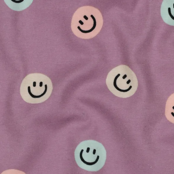 Flanel stof - happy faces - lavendel - 6510-005 - De Stoffenkraam ...