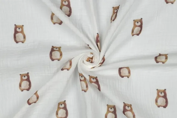 Hydrofiel stof - digitaal beertjes - wit - 6154-012 - De Stoffenkraam ...