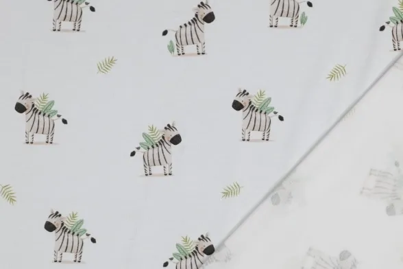 Tricot stof - biologisch - digitaal zebra's - wit - 6399-031 - De ...