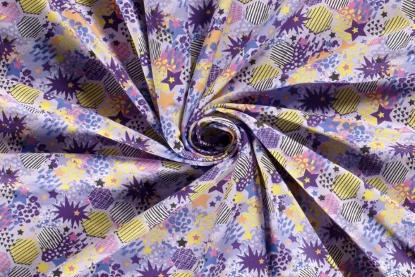 Tricot stof - French Terry - abstract - lila - 19634-042 - De ...