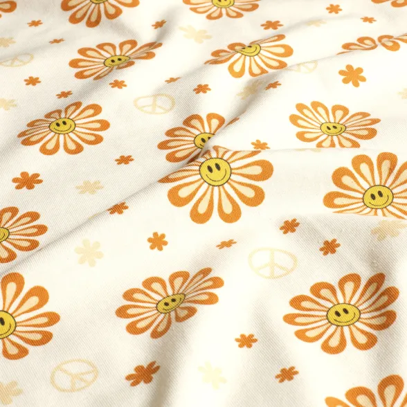 Tricot stof - bloemen - gebroken wit - 21816-051 - De Stoffenkraam ...