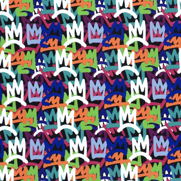 Tricot stof - French Terry - graffiti - multi - 21868-069 - De ...