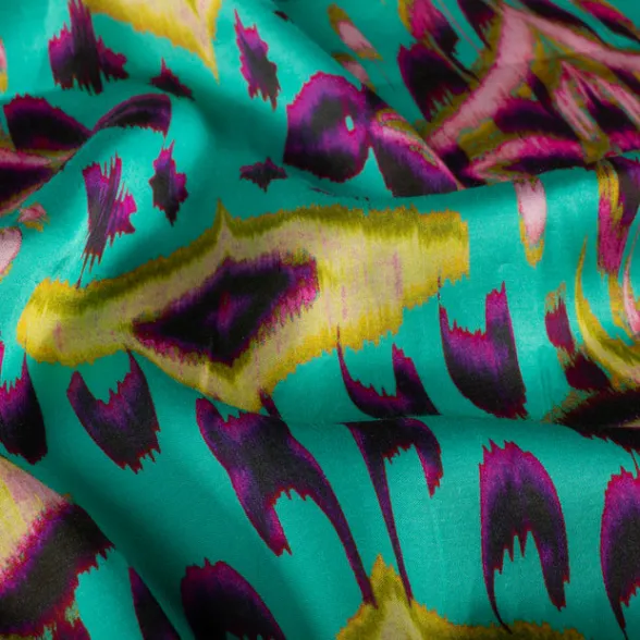 Viscose stof - satijn - abstract - donkermint multi - 32/25087-022 - De ...