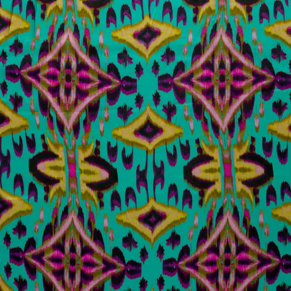 Viscose stof - satijn - abstract - donkermint multi - 32/25087-022 - De ...