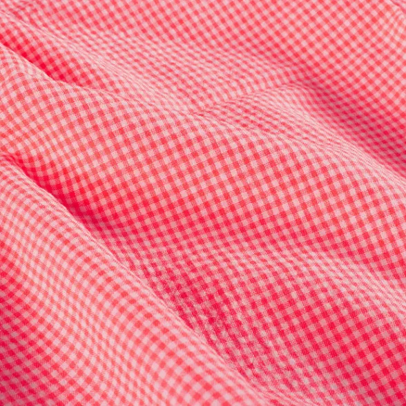 Geruite stof - poplin seersucker - neon roze/wit - 25002-013 - De ...