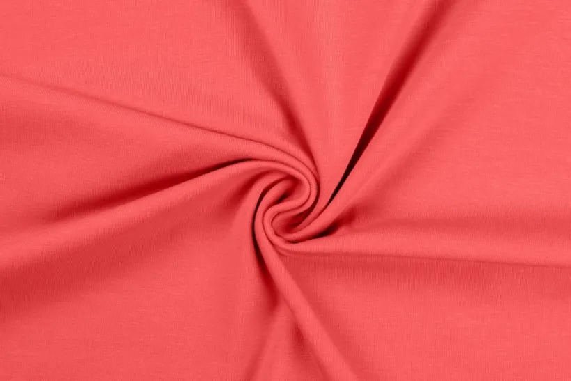 Tricot stof - koraal - 0179-140 - De Stoffenkraam > Bestel uw stoffen online.