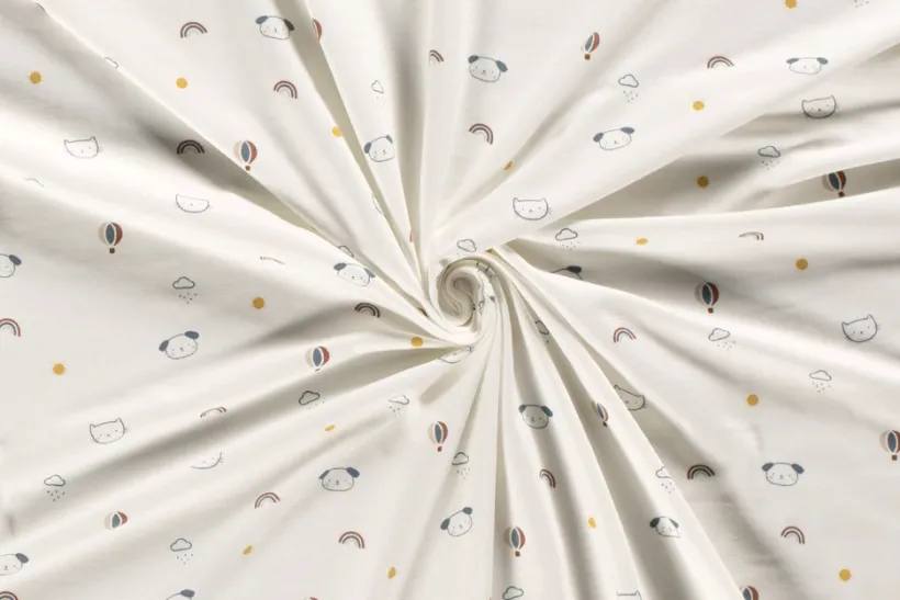 Tricot stof - bedrukt poezen - gebroken wit - 19444-051 - De ...