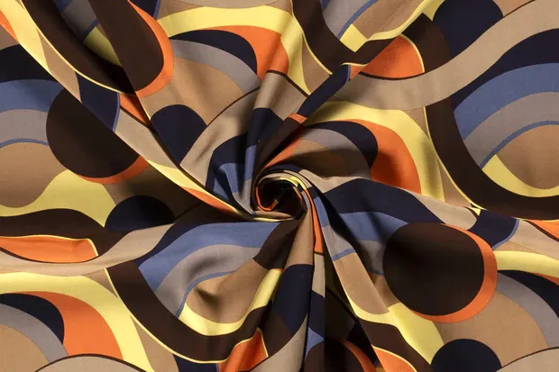 Viscose stof - abstract - indigo - 19065-006 - De Stoffenkraam > Bestel ...