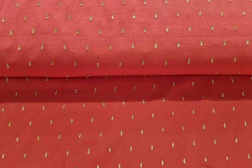 Viscose stof - lurex gouden streepjes - rood - 19066-015 - De ...